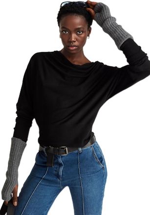 Benetton Damen Maglia Sc Barca M/L 1zred10e8 Pullover, Schwarz, M