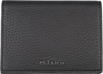 Kiton Homme, Accessoires, Noir, Taille: ONE Size Porte-cartes Bifold en Cuir Noir