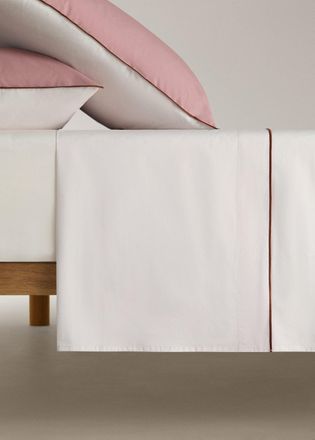 Mango Drap plat percale de coton couleur r&eacute;versible Lit 180/200 cm rose - Home - Lit 180/200 cm - MANGO HOME