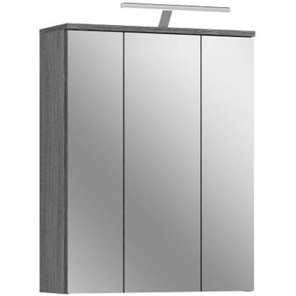 ebuy24 Ebuy24 - Blake Spiegelschrank Bad 3 Türen mit Licht Hochglanz weiß,rauchfarbenen