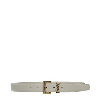 Saint Laurent Ceinture Cassandre Femmes Cuir Beige Clair/Cr&egrave;me