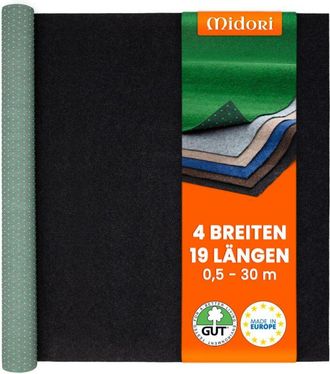 Midori Rasenteppich 200 x 1500 cm Schwarz mit Noppen Kunstrasen Teppich Balkon Terrasse Outdoor