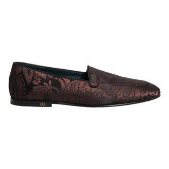 Dolce & Gabbana Jacquard Leder Slipper Loafers - - Shoes - Herren - Braun - 44 EU