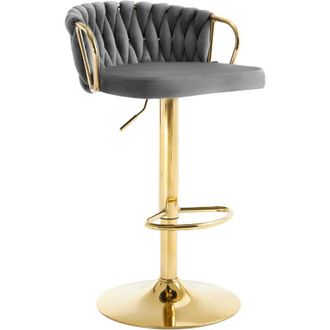 Woltu Woltu - Tabouret de Bar Tabouret Pivotant &agrave; 360&deg;, Hauteur R&eacute;glable, Velours + M&eacute;tal, Gris fonc&eacute;