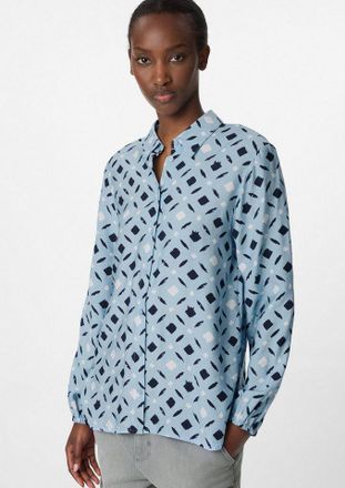 Comma Langarmbluse Bluse Strukturierte Hemdbluse mit All-over-Print