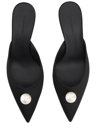 Magda Butrym Silk Pearl-Embellished Mule - Black