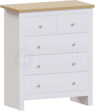 Home Discount Home Discount - Arlington Kommode mit 5 Schubladen, Schlafzimmer-Aufbewahrungsmöbel, Weiß