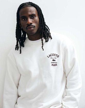 Lacoste sweat-shirt &agrave; logo brod&eacute; blanc