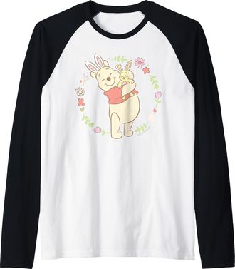 Disney Winnie the Pooh Easter Bunny Hug Pastel Spring Flower Raglan