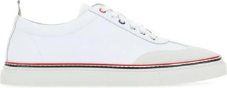 Thom Browne Homme, Chaussures, Blanc, Taille: 42 1/2 EU RWB Low-Top Leather Baskets