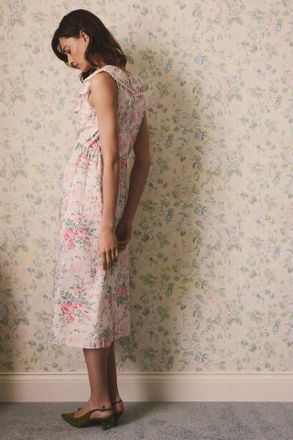 Cath Kidston Midikleid Cath Kidston Hackney Rose Midikleid mit R&uuml;schen (1-tlg)