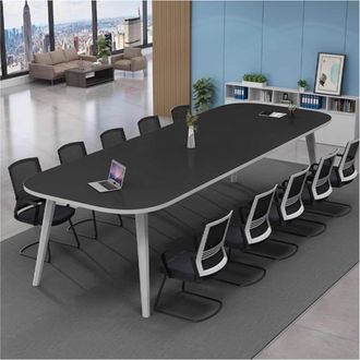Generic Moderner gro&szlig;er B&uuml;ro-Konferenztisch, Besprechungstisch, for B&uuml;ro, multifunktionaler Besprechungstisch, Metallrahmen mit starker Tragf&auml;higkeit(Negro)