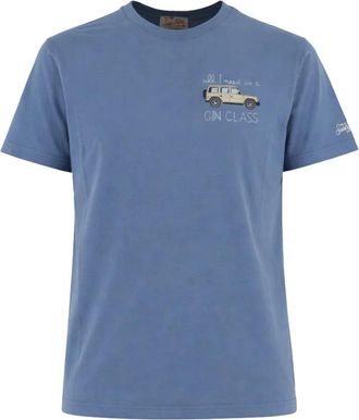 MC2 Saint Barth Homme, Tops, Bleu, Taille: M T-Shirt en Coton Brod&eacute;