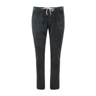 Eleventy Samt Jogger Hose in Schwarz - - Trousers - Herren - Gr&uuml;n - W36