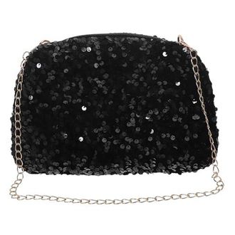Soimiss Paquet &agrave; Bandouli&egrave;re &agrave; Paillettes Noir Petit Format 244 X 17 X 48 CM Cha&icirc;ne Argent&eacute;e Ajustable Mini Pochette de Soir&eacute;e Scintillante pour Mariage Bal A
