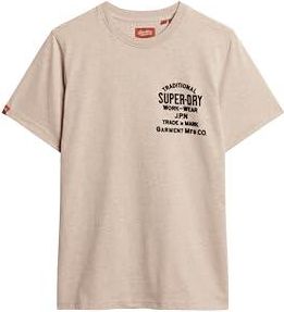Superdry Workwear Flock Graphic T-Shirt M1011906A Lavin Beige Marl Taille M, Homme - Tricot et Sweatshirts, M
