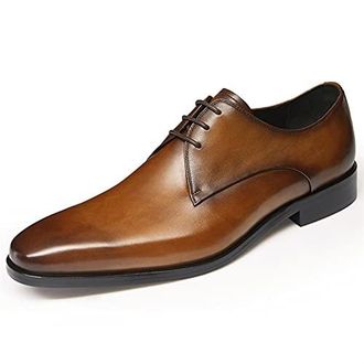 Generic Chaussures habill&eacute;es for Hommes, Chaussures Derby &agrave; Lacets, Bout carr&eacute; Bruni, Cuir, Tige Basse, antid&eacute;rapantes, for Bal de Promo(Marron,38 EU)