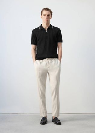 Mango Pantalon slim fit lin cordon ivoire - Homme - 38 - MANGO MAN