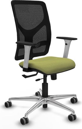 Piqueras y Crespo B&uuml;rostuhl mit wei&szlig;en und schwarzen Armlehnen, h&ouml;henverstellbare Lendenwirbelst&uuml;tze, ausgestattet mit Syncro/Traslack und Schneideschaum, Schwarz/Olivg
