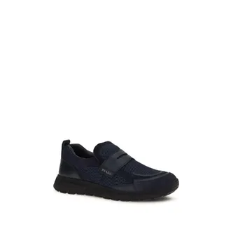 Prada Mens Blue Calf Leather Bos Taurus Athletic Sneakers
