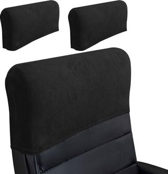 Generic Stretch Kopfst&uuml;tzenbezug Kopfst&uuml;tzenschutz f&uuml;r B&uuml;rost&uuml;hle Kopfst&uuml;tzenbez&uuml;ge f&uuml;r Computerst&uuml;hle mit hoher R&uuml;ckenlehne M&ouml;bel Liegesessel (Samt Schwarz 2