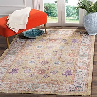Safavieh Boho Teppich für Wohnzimmer, Esszimmer, Schlafzimmer - Windsor Collection, Kurzer Flor, Gold und Lavendel, 122 X 183 cm