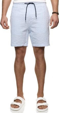 Indicode Herren INAlizzo Shorts aus Seersucker | Herrenshorts Freizeitshorts gestreift Delft, XL