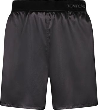 Tom Ford Femme, V&ecirc;tements de nuit et de d&eacute;tente, Noir, Taille: 40 FR Shorts de pyjama en satin de soie stretch