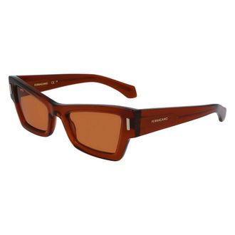 Ferragamo Braune Acetat-Sonnenbrille