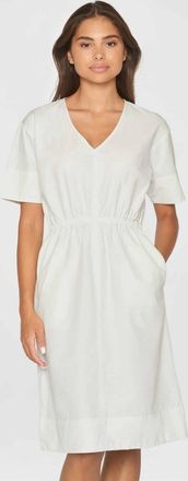 Knowledge Cotton Apparel Damen vegan Midikleid Mit V-Ausschnitt WeiÃY