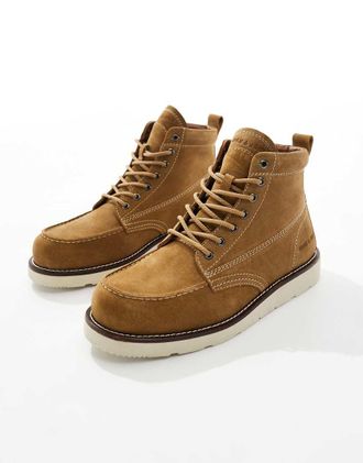 Jack & Jones Schn&uuml;rstiefel aus hellbraunem Wildleder-Brown