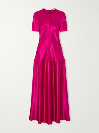 FFORME Clodia Maxikleid Aus Strukturiertem Satin Mit Falten - Pink
