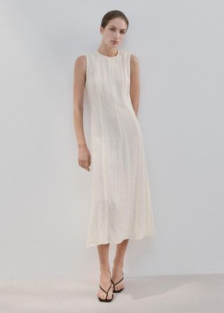 Mango Robe &eacute;vas&eacute; &agrave; godets &eacute;cru - Femme - XS - MANGO