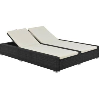 vidaXL Vidaxl - Chaise longue double R&eacute;sine tress&eacute;e Noir