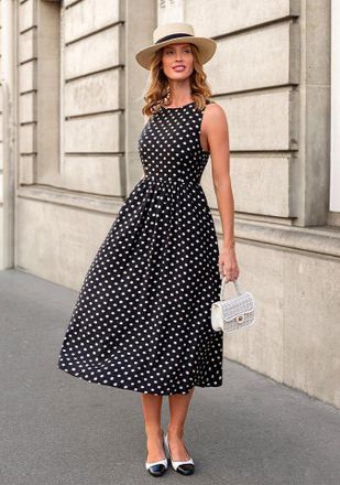 Cupshe Maxikleid Punktiertes &auml;rmelloses Midikleid