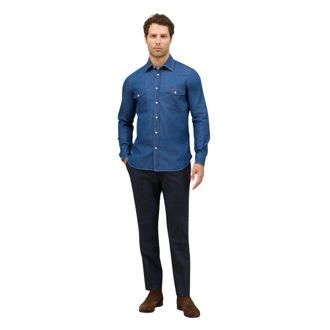 Boglioli Homme, Chemises, Bleu, Taille: 2XL Chemise Western en Chambray