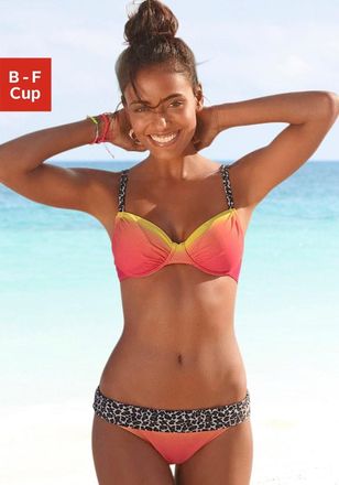 Kangaroos B&uuml;gel-Bikini KANGAROOS, Damen, Gr. 36, Cup D, orange (orange, gelb), Polyamid, Bikini-Sets B&uuml;gel-Bikini, mit trendigen Details im Leoprint, Topseller