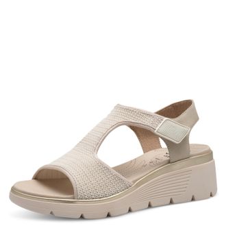 Jana Coshy Damen Sandalen flach mit Klettverschluss Bequem, Beige (Beige), 39 EU