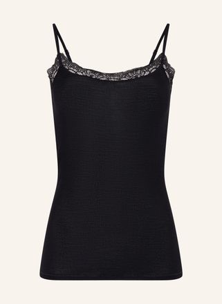 Hanro Top Woolen Lace Mit Merinowolle Und Seide schwarz