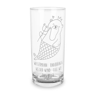 Mr. & Mrs. Panda Glas Wassermann Astrologie 400 ml - Geschenk, Sternzeichen, Longdrinkglas, Trinkglas, Wasserglas, Geburtstagsgeschenk, Trinkbecher, Cocktailglas