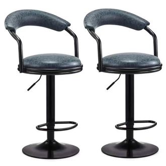 Generic Drehbare, H&ouml;henverstellbare Barhocker (2Er-Set) mit R&uuml;ckenlehne, Metallgestell, Sitzkissen Aus Pu und Fu&szlig;st&uuml;tze f&uuml;r Tresen und Bartheken (60-80 cm)