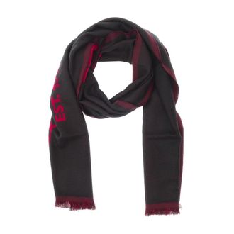 Alexander McQueen Schwarzer Jacquard-Logo-Fransenschal - - Accessories - Herren - Schwarzk - ONE SIZE