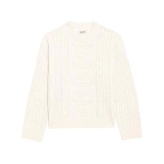 Zadig&Voltaire Rundhals-Pullover mit Lochmuster - - Knitwear - Damen - Wei&szlig; - M