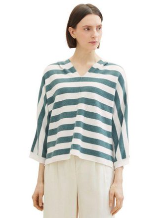 Tom Tailor Kapuzenpullover mit weitem V-Ausschnitt