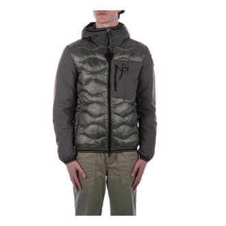 Blauer Kapuzenmantel mit Logo und Rei&szlig;verschlusstaschen - - Jackets - Herren - Gr&uuml;n - M