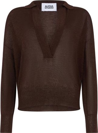 Alpha Studio Femme, Pulls, Brun, Taille: 40 FR Pull &agrave; col en V