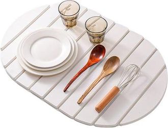 Generico Sghtil Tapis de s&eacute;chage et de drainage pour assiettes, base de s&eacute;chage enroulable pour ustensiles de cuisine - Organisateur compact qui &eacute;conomise de l