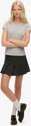 Superdry Mini-jupe pliss&eacute;e &agrave; fines rayures - Anthracite-Gris