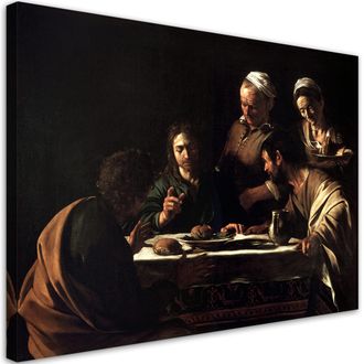 Feeby Bilder 120x80 cm Abendmahl in Emmaus - Carvaggio 1 tlg Modern Wohnzimmer Vlies Wandbilder Leinwandbilder Wand Wanddeko Design Schlafzimmer Flur B&uuml;ro R
