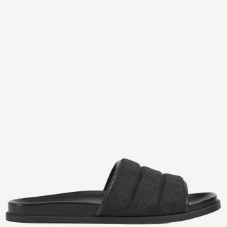 Gucci Mens Sandals Slider Black Cotton